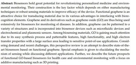 Application Of Functionalized Graphene Oxide Based Biosensors For Health Monitoring Simple