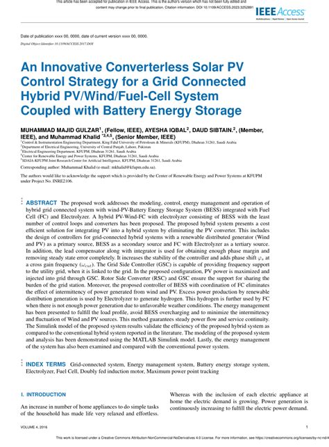 Pdf An Innovative Converterless Solar Pv Control Strategy For A Grid Connected Hybrid Pvwind