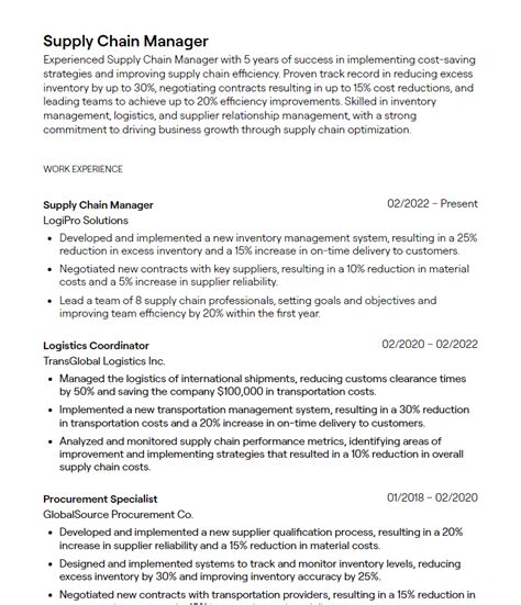 4 Supply Chain Manager Resume Examples With Free Templates