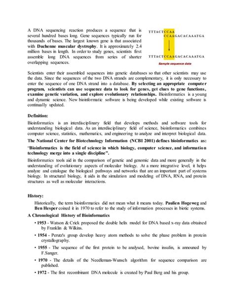 Bioinformatics Docx Biological Sciences Science