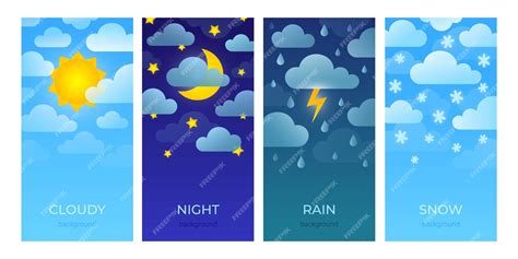 Premium Vector Weather Forecast App Background With Sun Clouds Rain