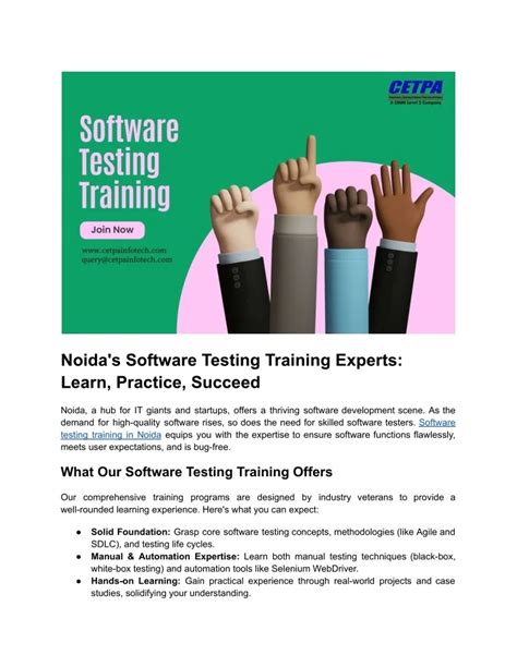 PPT Noida S Software Testing Training Experts Learn Practice Succeed PDF PowerPoint