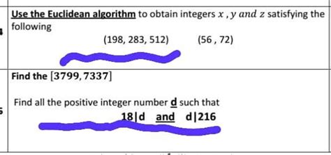 Solved Use The Euclidean Algorithm To Obtain Integers Xy