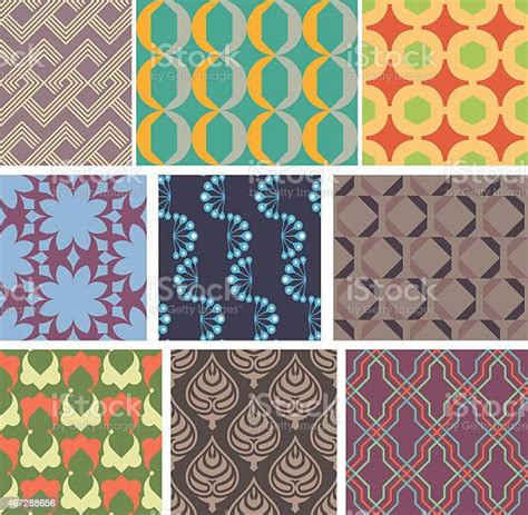 세트마다 9 매끄러운 기하학적 및 꺾은선형 형태 패턴을 세트 4 0명에 대한 스톡 벡터 아트 및 기타 이미지 0명 2015년 고풍스런 Istock