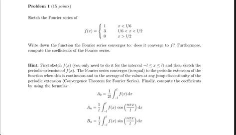 Solved Problem Points Sketch The Fourier Series Of Chegg Com