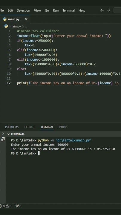 Income Tax Calculator Using Python Youtube