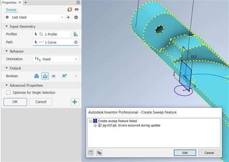 solved applying sweep on curved surface by fixed orientation error
