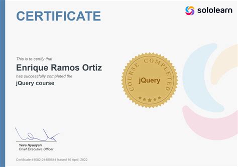 certificado diploma curso jquery sololearn enrique ramos and com