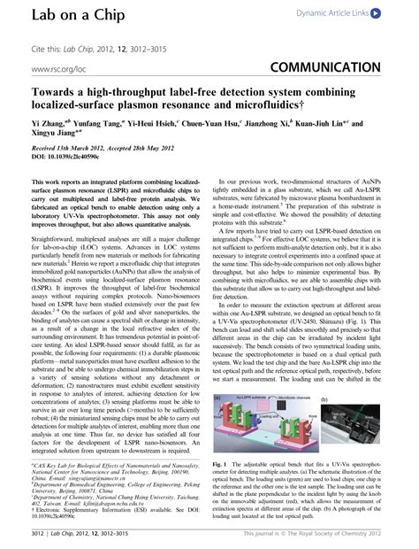 Pdf Towards A High Throughput Label Free Detection System Combining