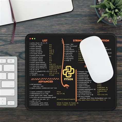 Python Cheatsheet Premium Mousepad For Software Engineers Coding