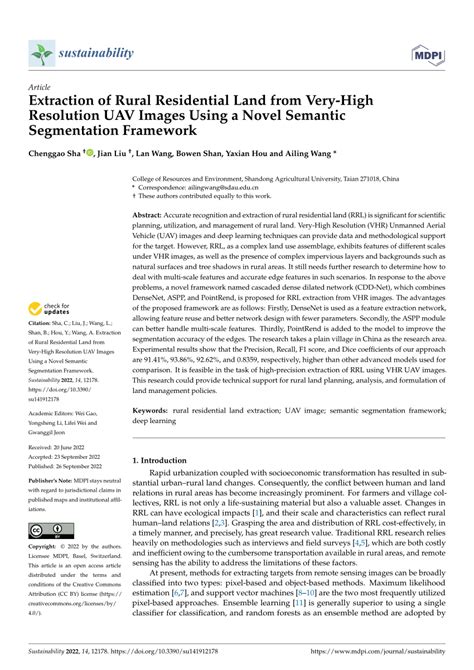 Pdf Extraction Of Rural Residential Land From Very High Resolution
