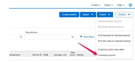 column resizing and customization finale inventory