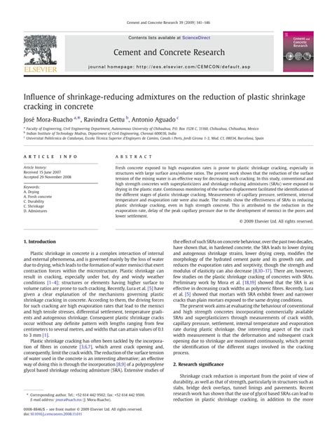 Pdf Influence Of Shrinkage Reducing Admixtures On The Reduction Of