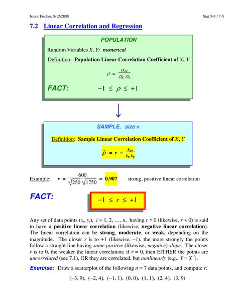 Linear Correlation And Regression Lecture Slides Stat 541 Docsity