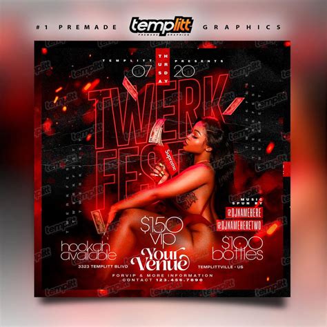 Twerk Fest Party Flyer Premade Flyer Template Event Flyer Strip Club