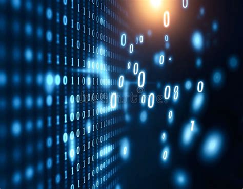 abstract background of blue binary code with glowing digits