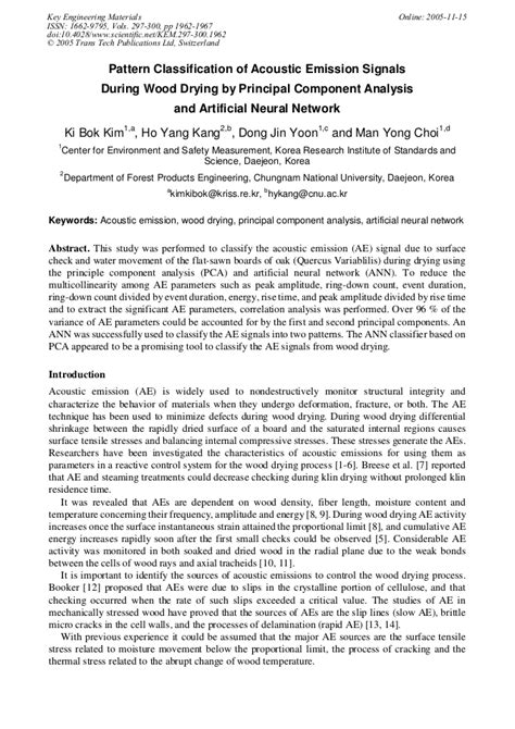 Pattern Classification Of Acoustic Emission Signals During Wood Drying By Principal Component