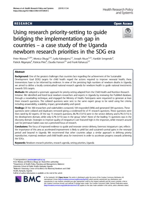 Using Research Priority Setting To Guide Bridging The Implementation