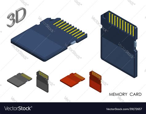 Isometric Memory Card For Storing Information Vector Image