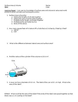 Surface Area And Volume Quiz By Acute Solutions TPT