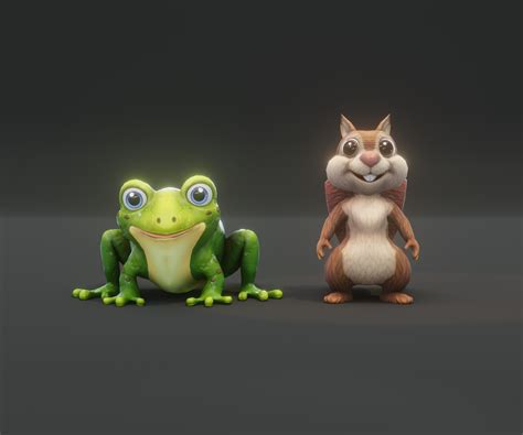 Artstation Chirp N Cheek Animated Squirrel And Frog 3d Model