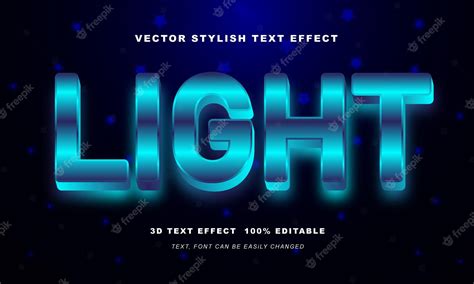 vector de efecto de texto con estilo 3d de texto ligero vector premium