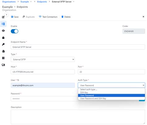External Sftp Server