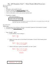 Pre AP Chemistry Unit Fill In Notes Answer Key Pdf Pre AP Chemistry Unit Notes Packet