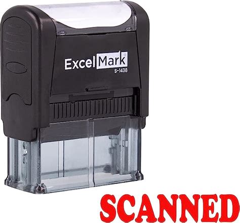 Amazon Com ExcelMark SCANNED Stamp Self Ink Red Ink Business Stamps Office Products
