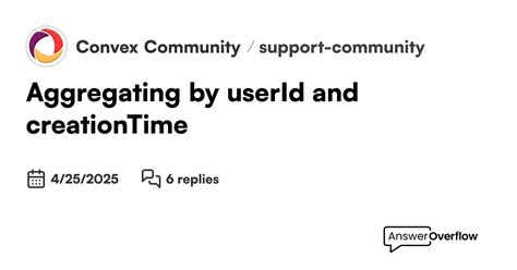 Aggregating By Userid And Creationtime Convex Community