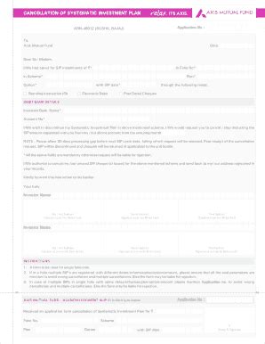 Axis Sip Cancellation Form Fill Online Printable Fillable Blank PdfFiller
