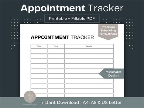 Appointment Tracker Printable Doctor Appointment Log Fillable Pdf For