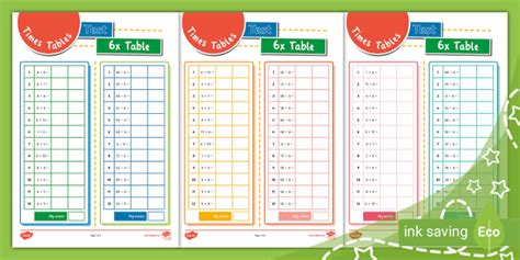 Times Tables Sheets 6 X Table