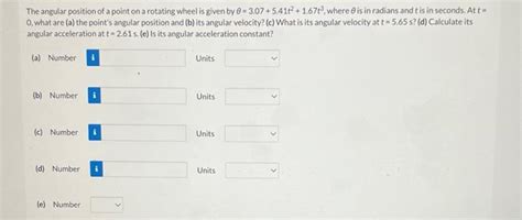Solved The Angular Position Of A Point On A Rotating Wheel