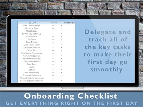 Onboarding Tracker Spreadsheet New Starter Checklist Editable New Hire Task List Printable