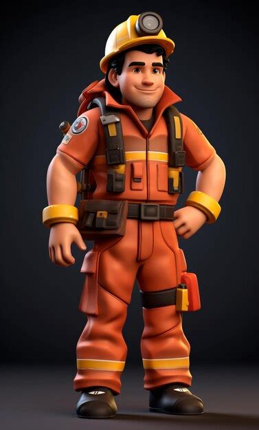 Premium Ai Image 3d Model Of A Firefighter Character