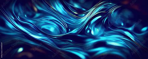 Blue Abstract Liquid Wave Background Flowing Liquid Generative Ai Art Stock Illustration