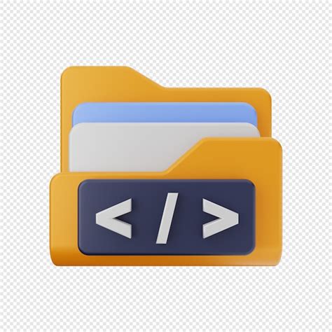Premium Psd A Yellow Folder With The Word Html On It