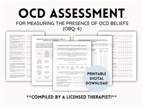 Ocd Assessment Tool Ocd Worksheet And Test With Answer Key For Etsy