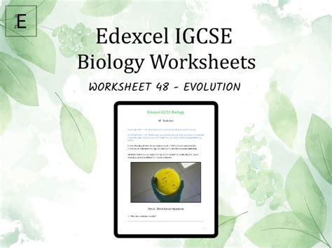 Edexcel Igcse Biology Worksheet 48 Evolution Teaching Resources