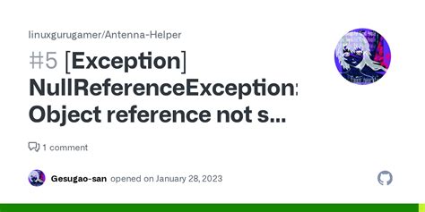 Exception Nullreferenceexception Object Reference Not Set To An Instance Of An Object · Issue