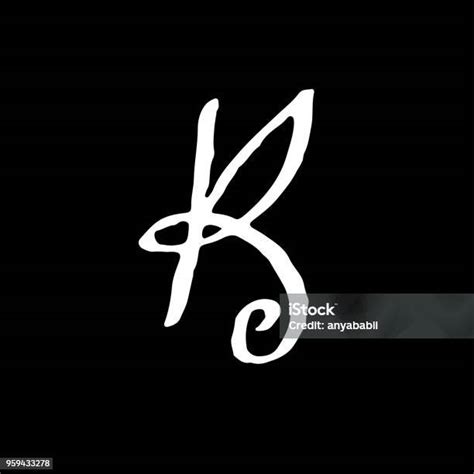 R Handwritten 드라이 브러쉬에 의해 편지 거친 스트로크 글꼴 질감 벡터 일러스트입니다 우아한 스타일 알파벳입니다 거친에 대한 스톡 벡터 아트 및 기타 이미지