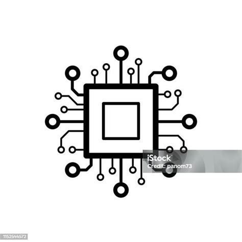 그래픽 디자인 로고 웹 사이트 소셜 미디어 모바일 앱 Ui 일러스트레이션 용 프로세서 칩 벡터 아이콘 뇌에 대한 스톡 벡터 아트