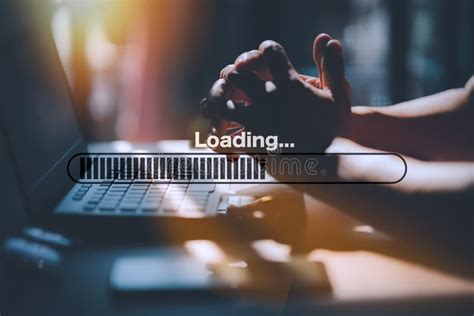 Man Using Laptop For Download And Waiting To Loading Digital Business Data Form Website Concept