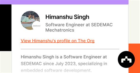 Himanshu Singh Software Engineer At Sedemac Mechatronics The Org
