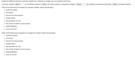 Explain The Difference Between A Discrete Variable Chegg