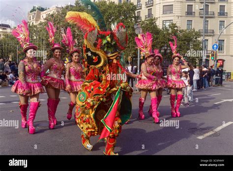 Parade In National Day Of Spain Several Thosand People Dressed In