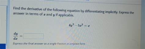 Solved Find The Derivative Of The Following Equation By Chegg Com