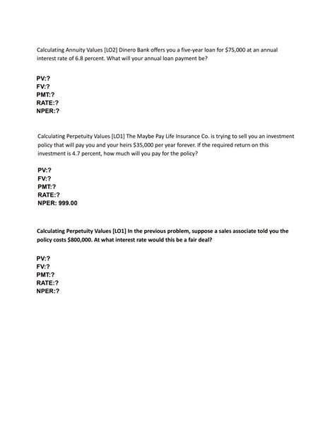 solved calculating annuity values [lo2] dinero bank offers