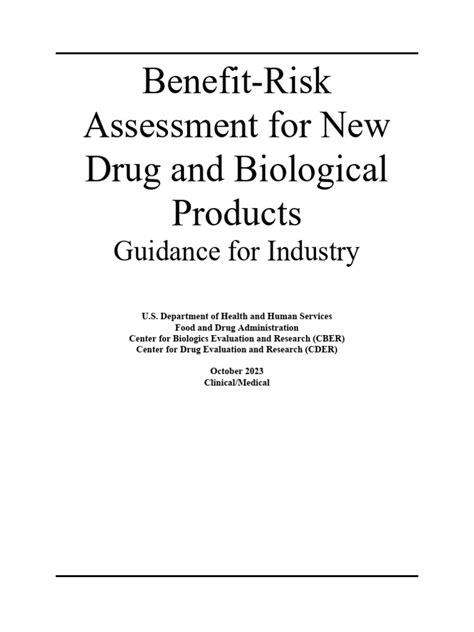 Fda Guidance Benefict Risk Assessment Pdf Food And Drug Administration Clinical Trial